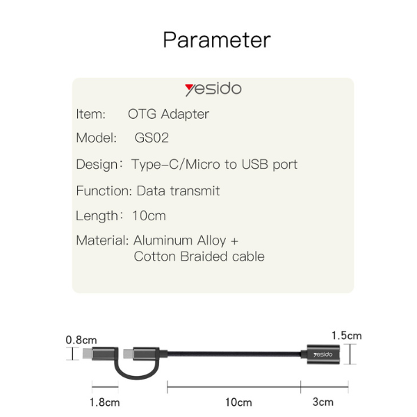 Yesido GS02 2 IN 1 OTG – RAYLAZ.PK